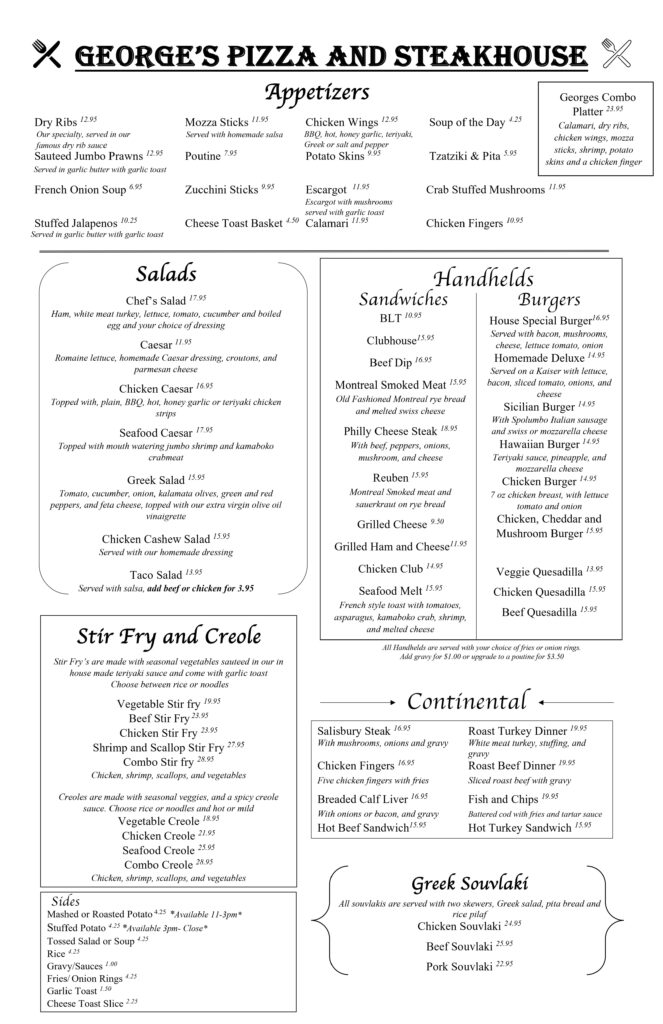 George's Pizza & Steakhouse | Red Deer Family Restaurant